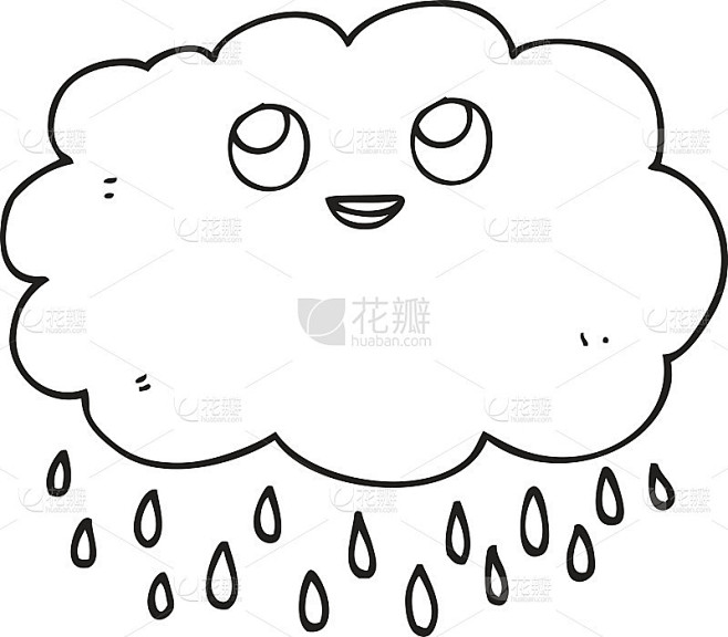 黑白卡通雨云