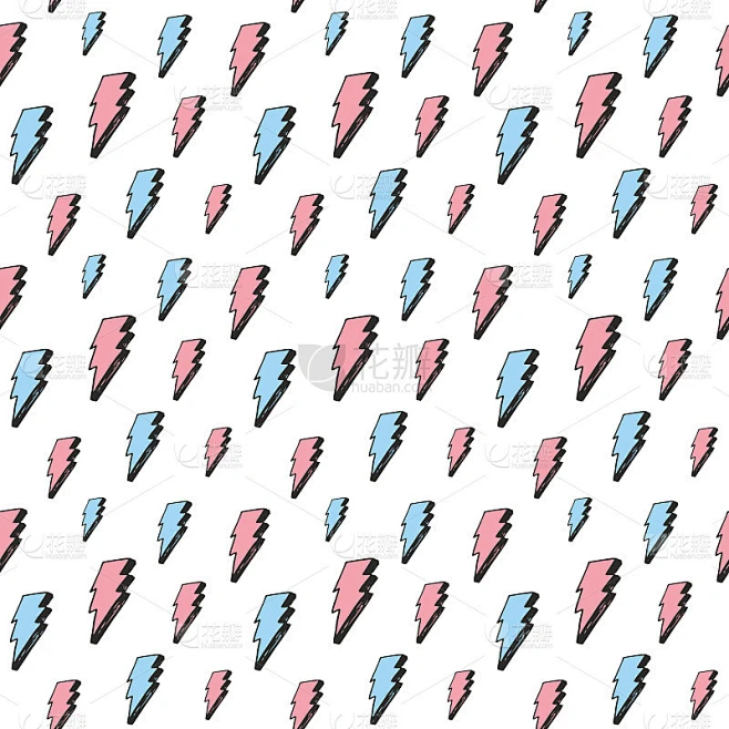 闪电无缝模式矢量插图。手绘素描涂鸦闪电符号图片_其他图片图片素材-花瓣网