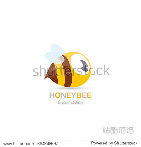 vector cute cartoon happy baby bee icon on blue sky background ...