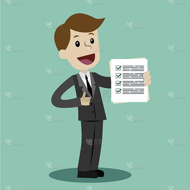 Businessman is holding check list paper. Cartoon V