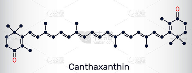 Canthaxanthin,分子。它是胡萝卜素、酮类胡萝卜素、萜类、生物色素、食品色素E161g、真