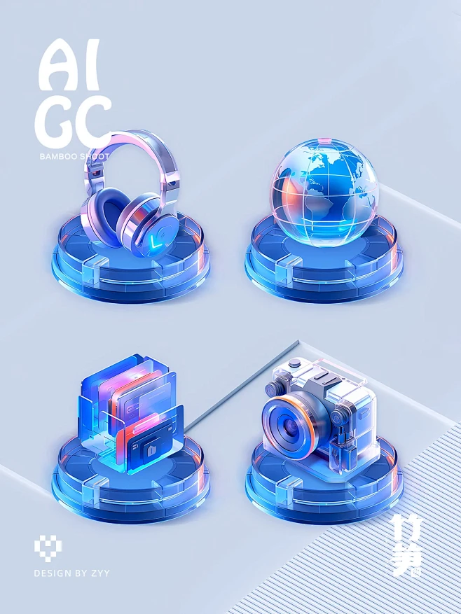 【AIGC】B端质感图标 midjourney-花瓣网