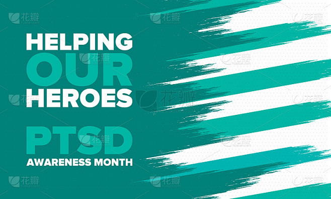 6月的PTSD宣传月。创伤后应激障碍。每年在美国庆祝。医疗保健和意识设计。海报、卡片、横幅和背景。矢