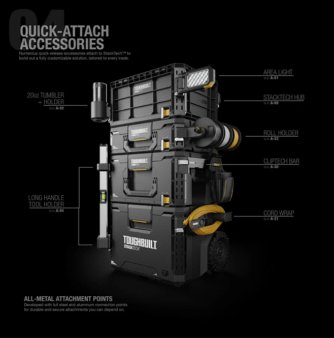 toughbuilt stacking Toolbox modular rugged mechanical StackTech Tool ...