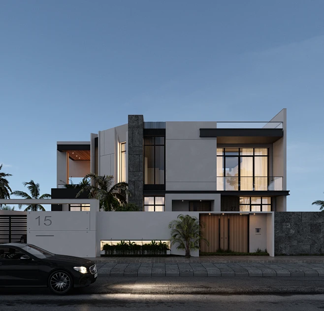 exterior architecture Render visualization 3D modern 3ds max villa ...