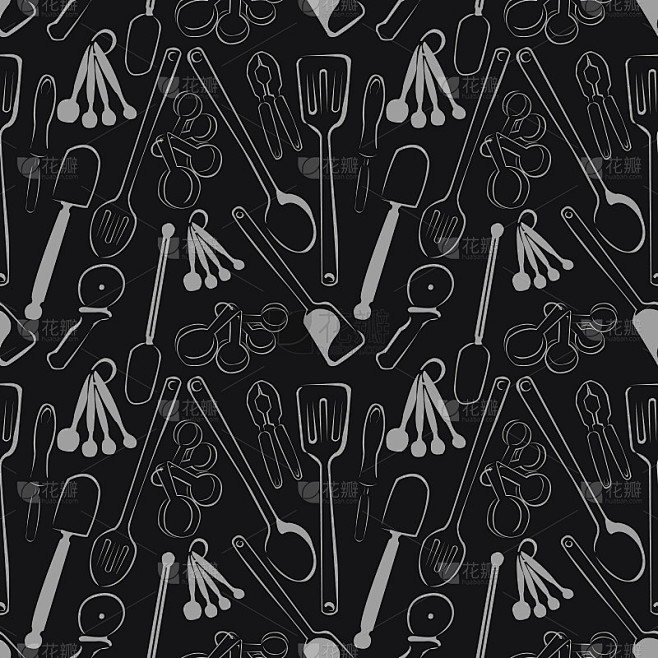 Seamless Kitchen Tools Pattern in Vector realistic