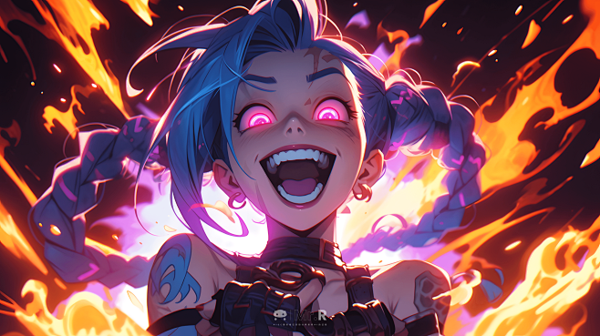 jinx lol league of legends game 英雄联盟 游戏 二次元 ai midjourney Ai Art