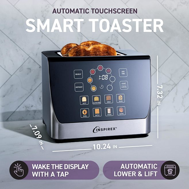 Amazon.com: Inspirex Touch Screen Display Smart Toaster, 2 Slice with 8 ...