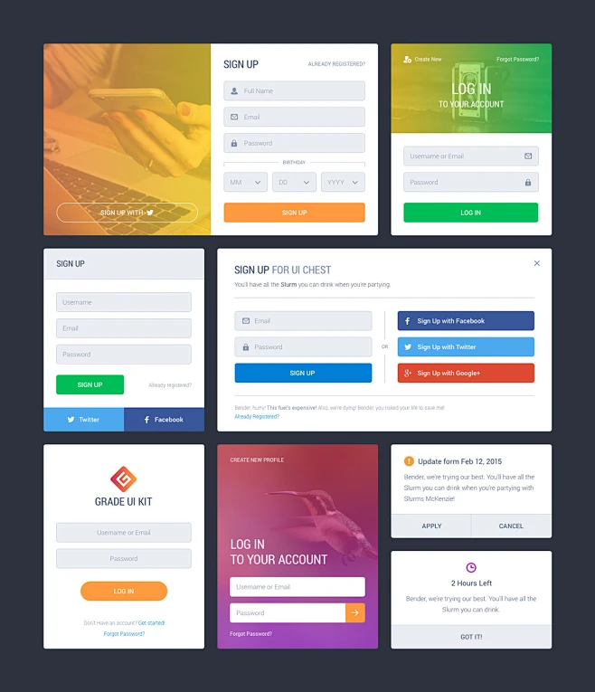 Grade UI Kit : Logins and popups for Grade UI Kit.-花瓣网