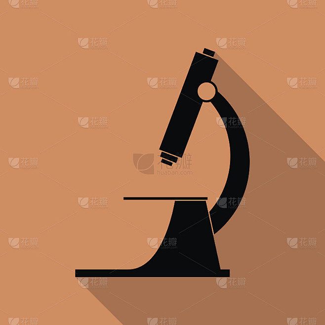 显微镜平面图标上的棕色背景向量