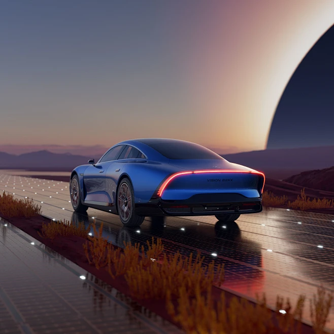 mercedes solar eclipse solar panel blender cycles 3D visualization EQXX-花瓣网