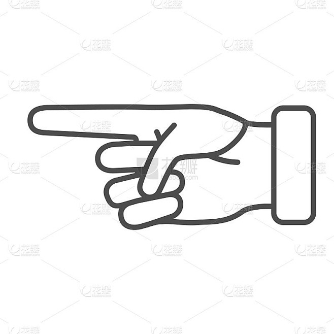 指向手指细线图标，手势概念，注意手势手势在白色背景上的标志，指针图标在轮廓风格的移动概念和网页设计。