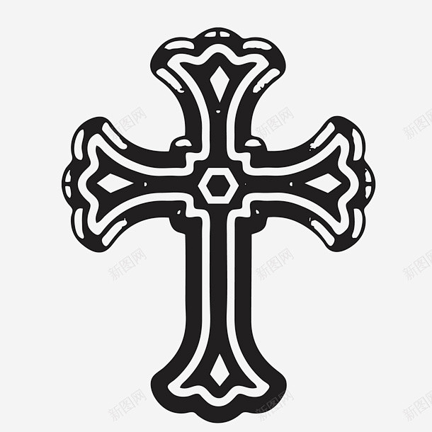 黑色手绘的十字架图标 页面网页 平面电商 创意素材