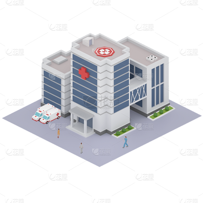 2.5D医院建筑常规贴纸4