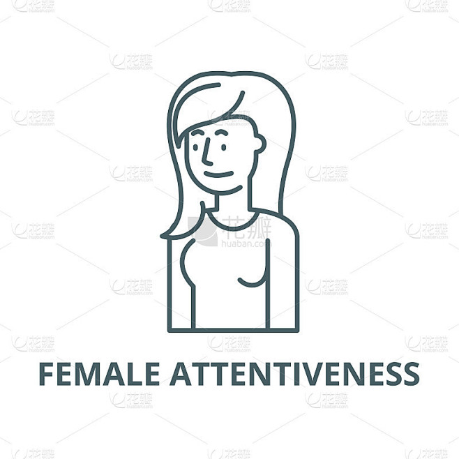 Female attentiveness vector line icon, linear conc