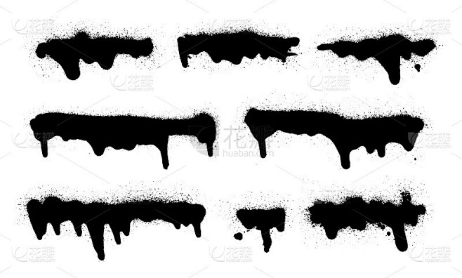 Spray banner graffiti set. Vector spray paint fram