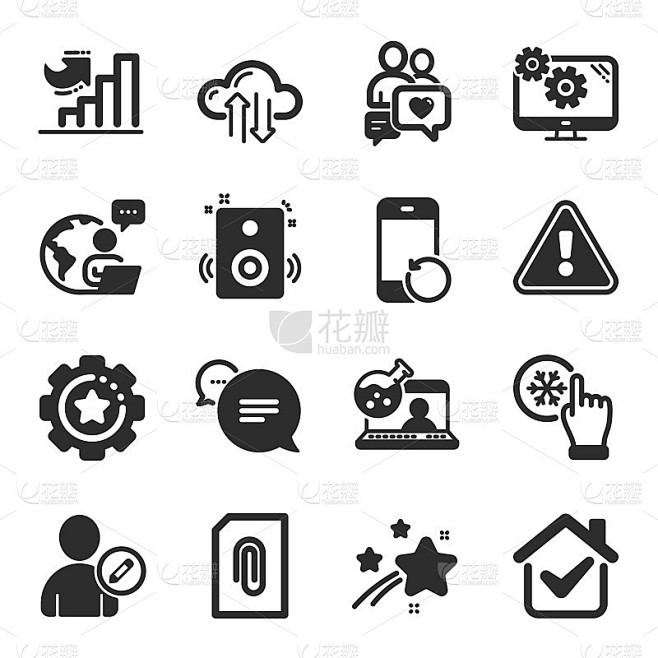 Set of Technology icons, such as Attachment, Growt