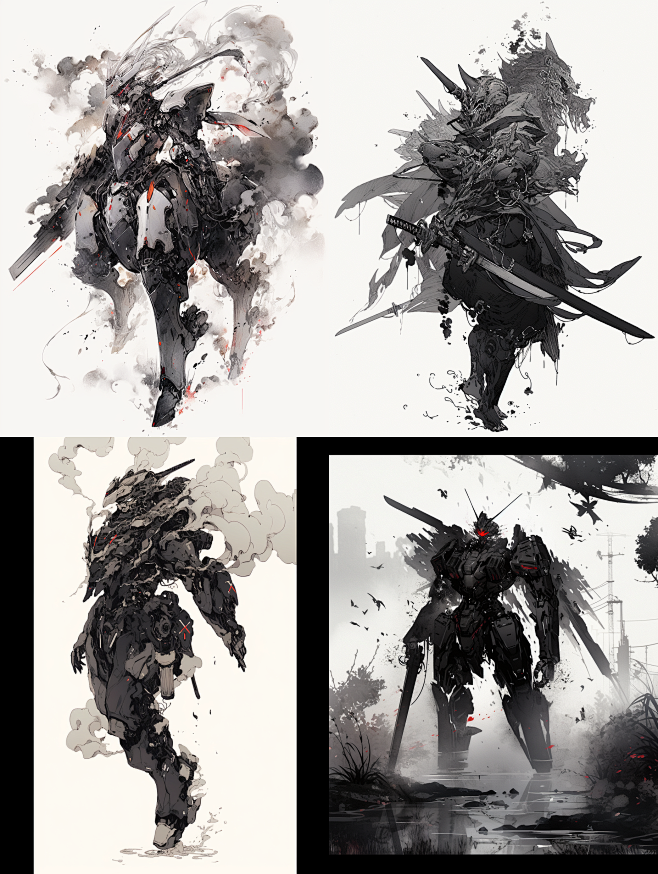 mantou_The_ink_mecha_characters_fuse_with_the_landscape_all_ove ...
