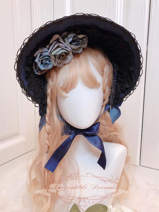 【Incredible Dream】原创lolita手作礼帽bnt头饰玫瑰【现货】-淘宝网