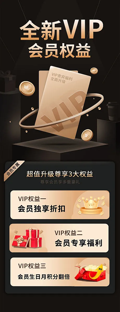 全新vip会员权益黑金卡海报-源文件分享-ywjfx.cn-花瓣网