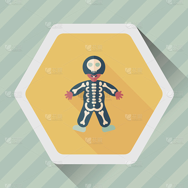 Skeleton flat icon with long shadow,eps10
