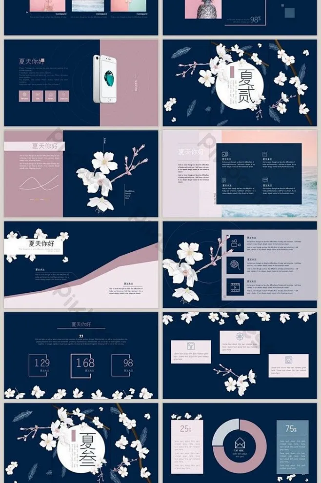 Retro Simple And Elegant Creative Flower Plant Drawing Summer Ppt Template PowerPoint | PPTX ...