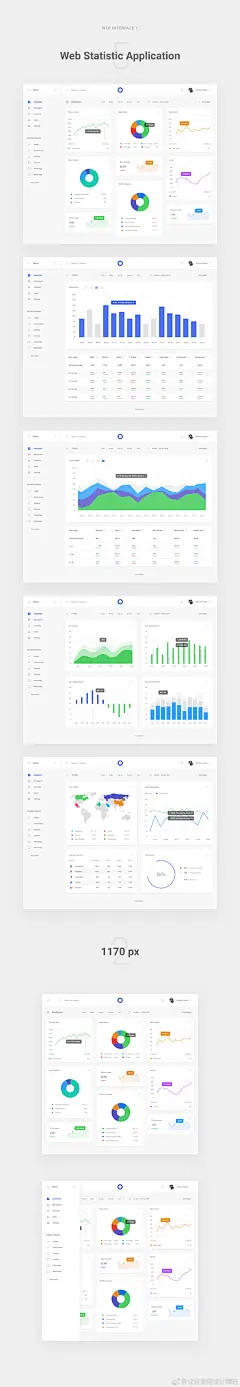 深夜灵感 一组pc端管理后台、dashboard的数据统计界面设计参考 来自 Web Statistic Application By 
