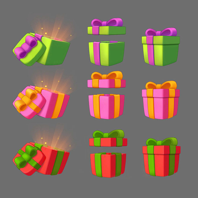 2D art box cartoon design digital Drawing Icon present UI