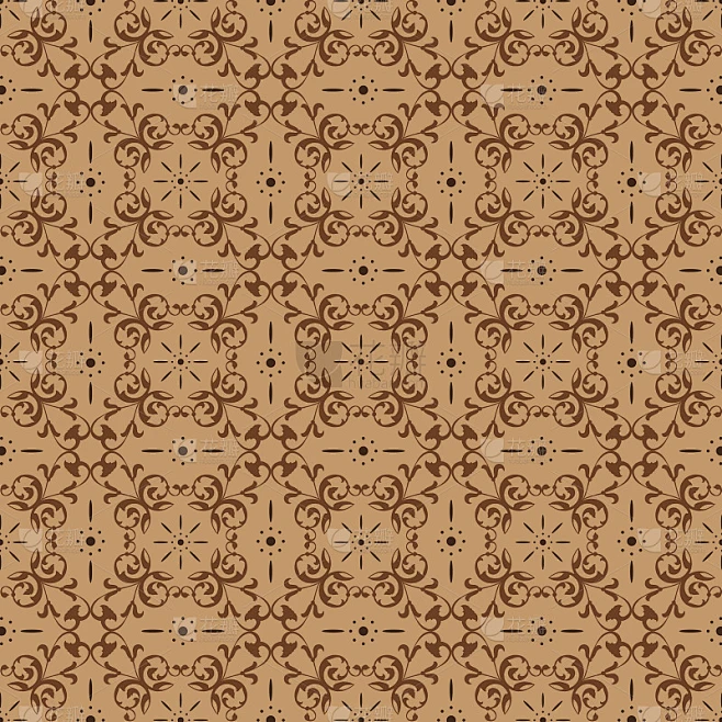 Unique motif on Solo batik design with seamless mo素材-花瓣网