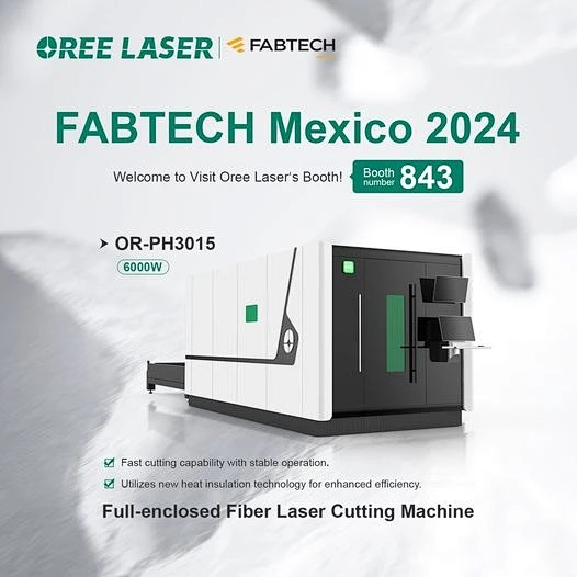 可能是包含下列内容的图片：上面的文字是“DREE LASER FABTECH Welcome to Visit Oree Laser's Booth! r Mexico 2024 Booth ...