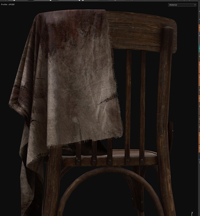 Old Wood Chair with Bloody Cloth-花瓣网