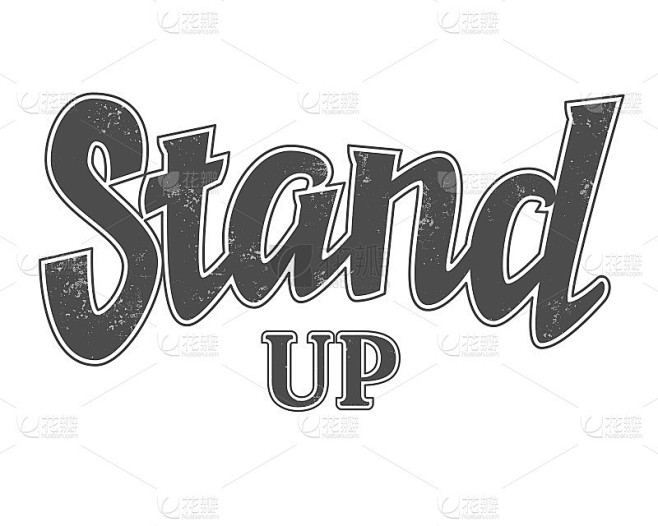 Stand up sign with outline and grange texture, vec