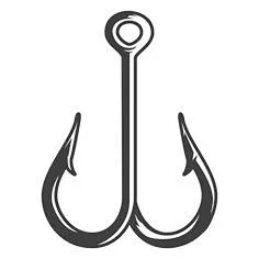 This contains an image of: Double fishing hook illustration-花瓣网