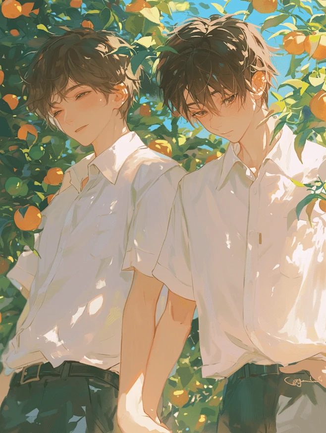 现代校园双男主/耽美 | Ai绘画 @叙叙叙叙白-花瓣网