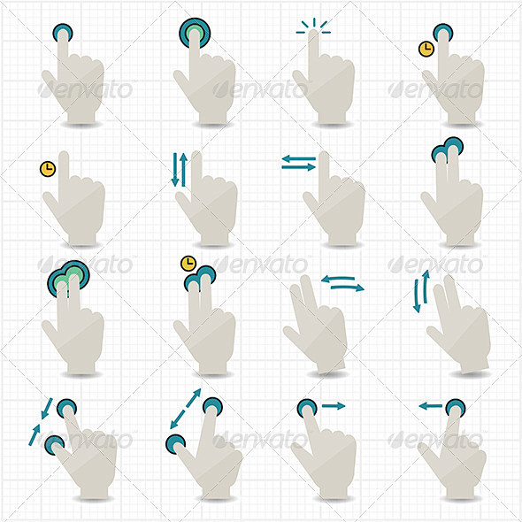 触控手势和手的图标-杂项图标Touch Gestures and Hand Icons - Miscellaneous Icons应用程序中 ...