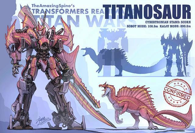 神秘巨兽棘轮创作的新变形金刚角色05设计是《泰坦战争》泰坦巨头用鄙视，被霸天虎“鄙视”扫描成变形模式，本人也被瞧不起为虎子泰坦的指挥官，外形还是很帅的