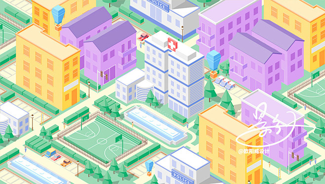 2.5D插画 三维插画 商业插画 地图插画 建筑设计 插画练习 矢量插画 立体插画 糖果色 色彩搭配