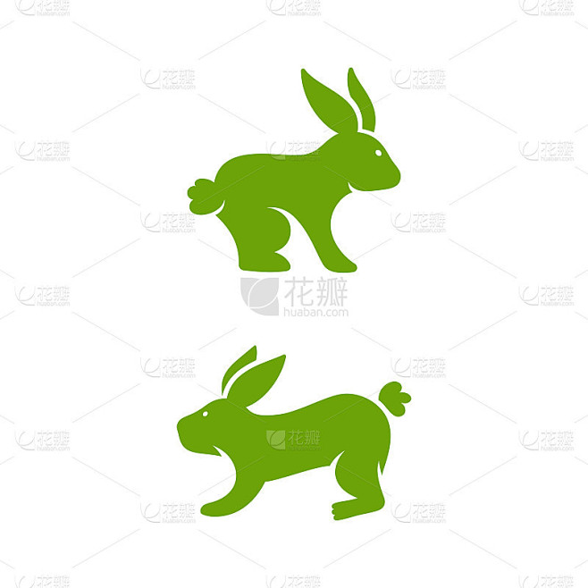 兔子图标模板矢量插图