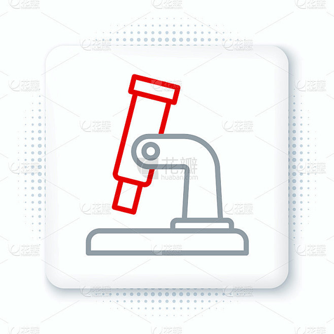 线显微镜图标孤立在白色背景上。化学、制药仪器、微生物放大工具。色彩斑斓的轮廓的概念。向量