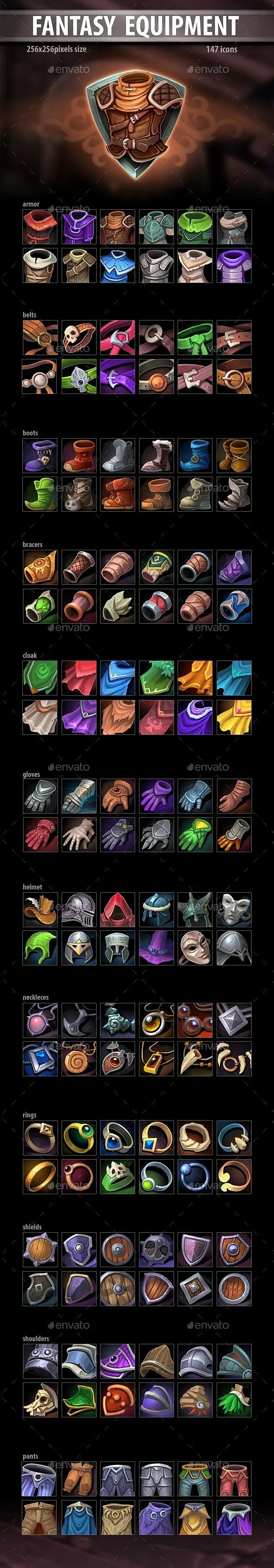 Fantasy Equipment, Game Assets | GraphicRiver-花瓣网