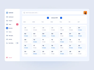 Seektask - Team Task Management Dashboard - Calendar dashboard uiux ...