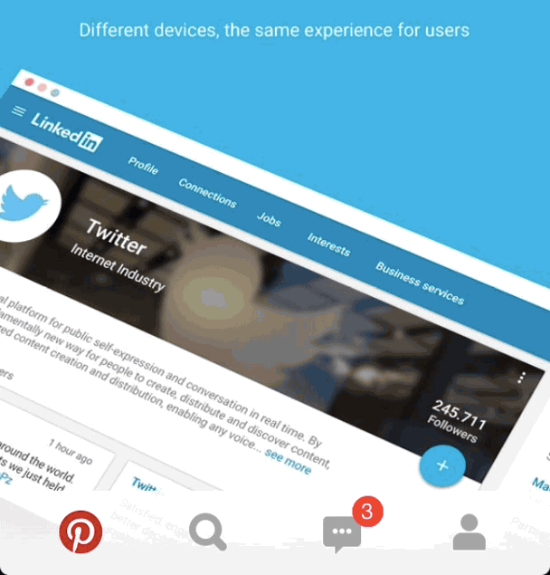 Pinterest for iOS 客户端，在图片上长按即可激活这个灵动的扇形菜单。