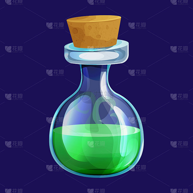 Magic Bottle with liquid potion elixir game图标在白色背景