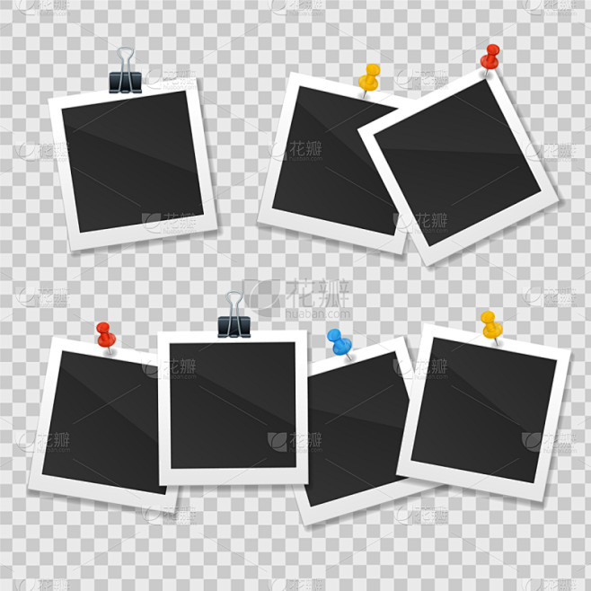 realistic detailed 3d photo frame with pin set-花瓣网