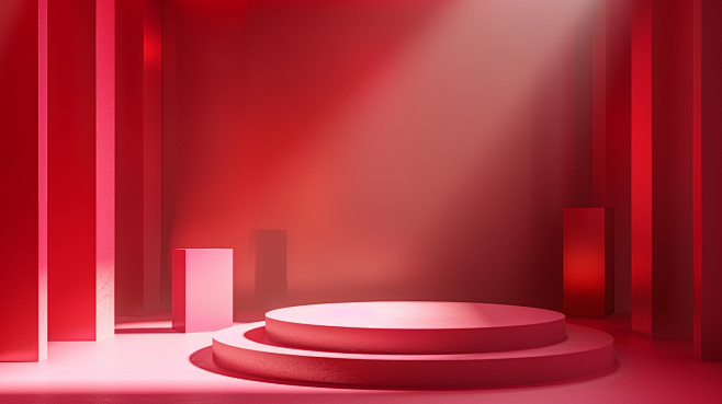 ls7623_Red_background_minimalist_stage_design_style_pink_to_red ...