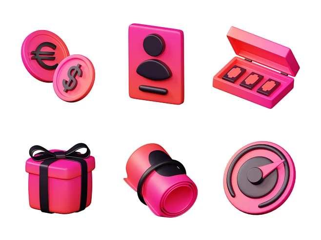 Candyloop: 3D Icons 3d 3d icons box candyloop casino casino icons gift graphics illustrations-花瓣网