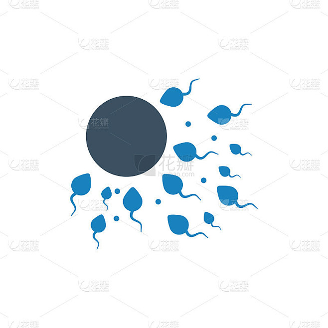 精子受精图标，精子和卵子库插图