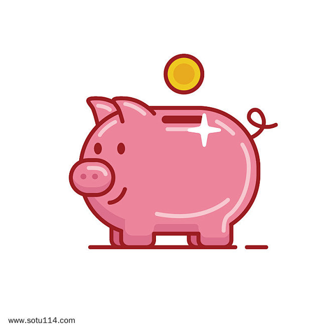 手绘存钱罐元素
