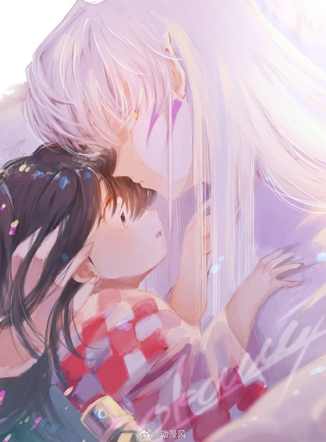 #犬夜叉##动漫美图# 杀生丸与玲美图壁纸，满屏狗粮 twi:Okami_seturin -花瓣网