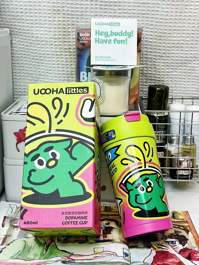全新uooha多巴胺双饮咖啡杯 陶瓷内胆 - 小红书-花瓣网